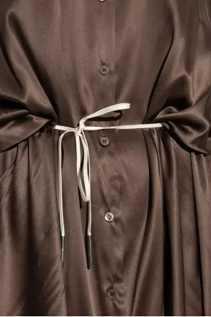 Dries Van Noten Long Sleeve Shirt Dress - Brown