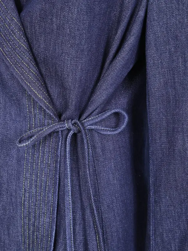 Dries Van Noten Wrap-tie Denim Coat - Indigo