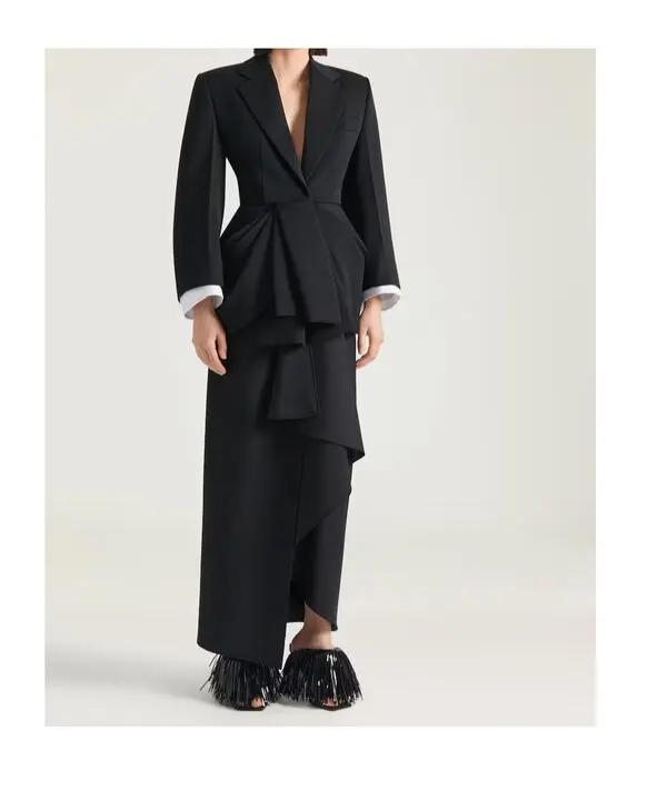 Givenchy Draped Wrap Midi Skirt - Black