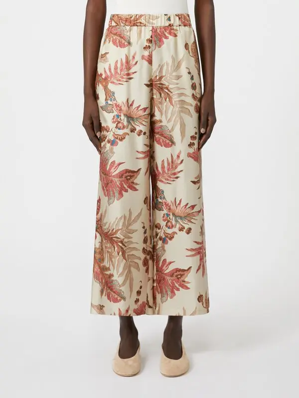 Max Mara Printed Silk Twill Relaxed Fit Trousers