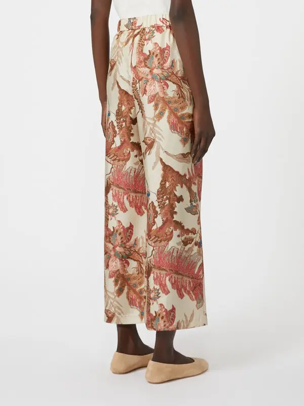 Max Mara Printed Silk Twill Relaxed Fit Trousers