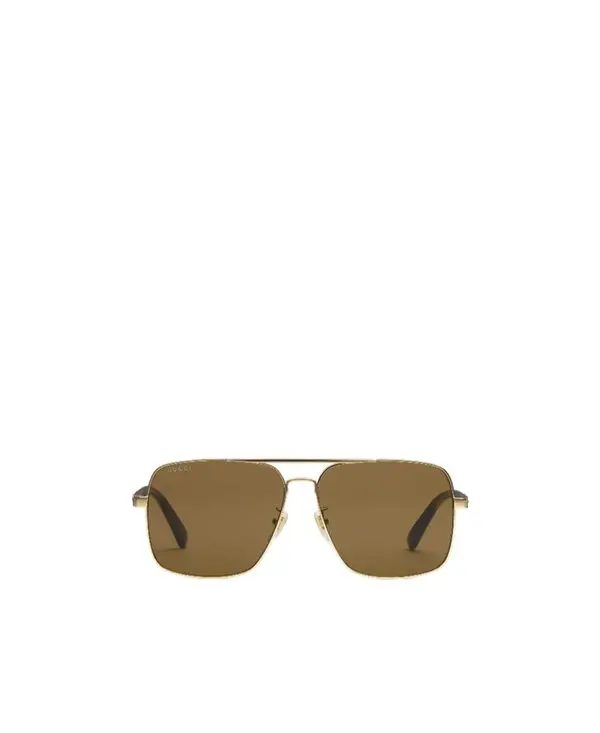 Gucci Navigator Frame Sunglasses With Enamel Web Stripes - Green