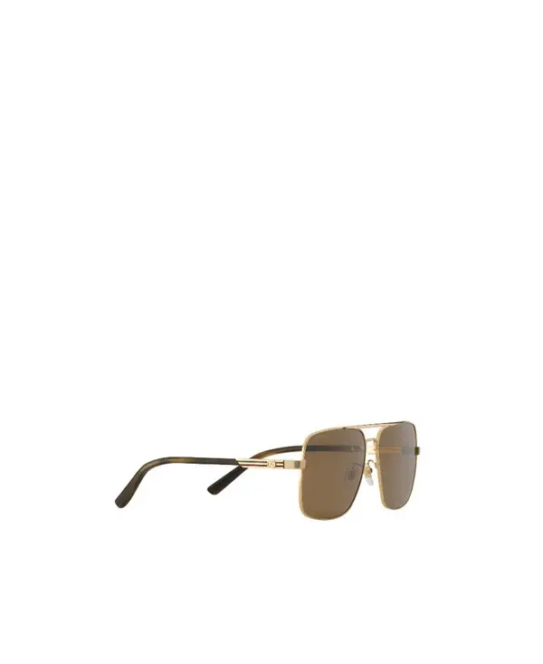 Gucci Navigator Frame Sunglasses With Enamel Web Stripes - Green