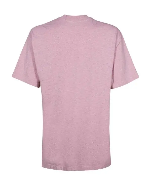 MSGM Logo Embroidered Crewneck T-shirt - Pink