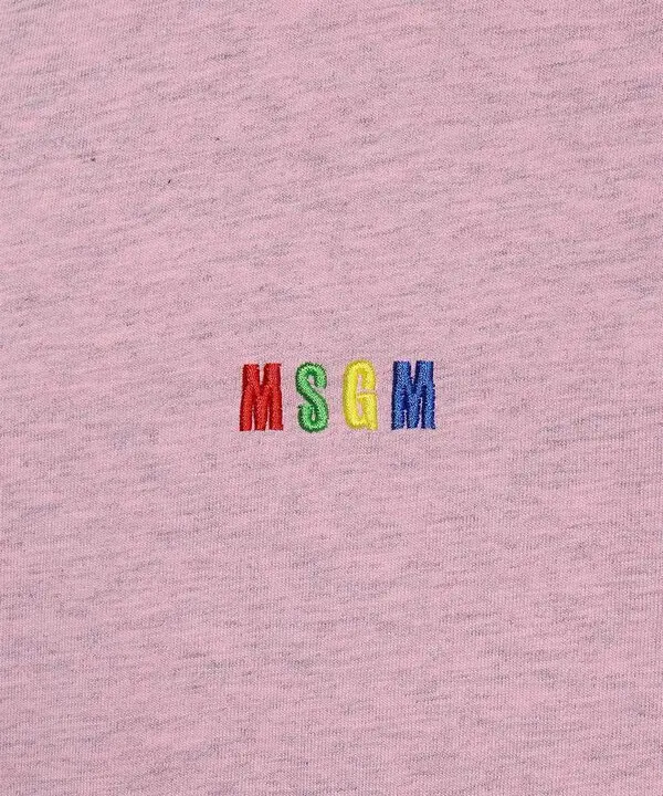 MSGM Logo Embroidered Crewneck T-shirt - Pink