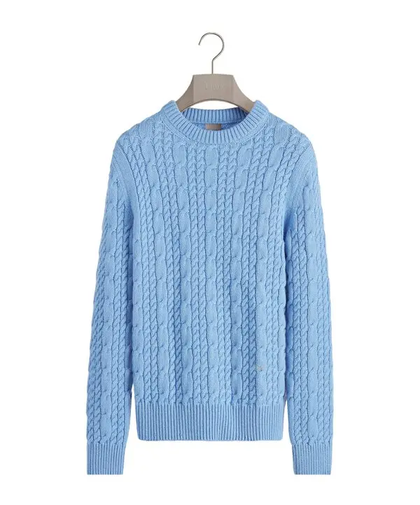 Dior Cable Knit Jumper With Embroidery - Blue