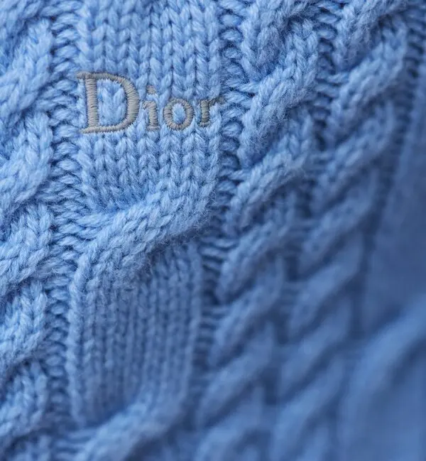 Dior Cable Knit Jumper With Embroidery - Blue