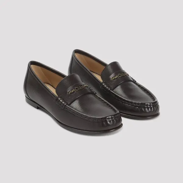 Chloé Logo Leather Loafers