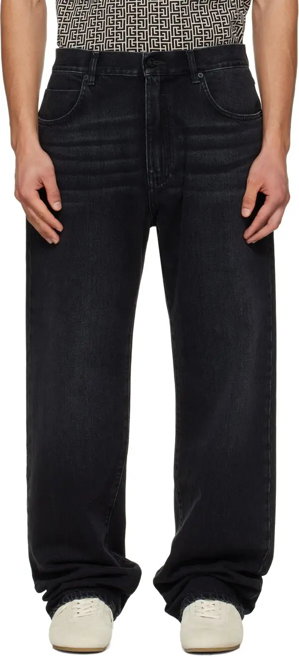 Balmain Loose Fit Denim Jeans - Black