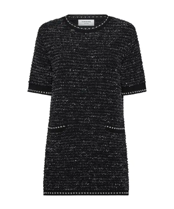Thom Browne Tweed Mini Dress With Embellishments