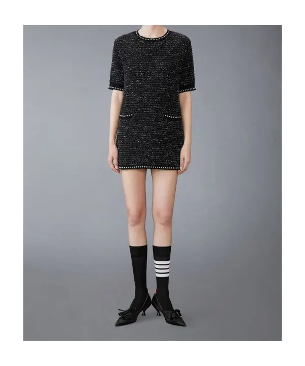 Thom Browne Tweed Mini Dress With Embellishments