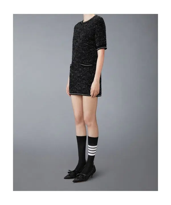 Thom Browne Tweed Mini Dress With Embellishments