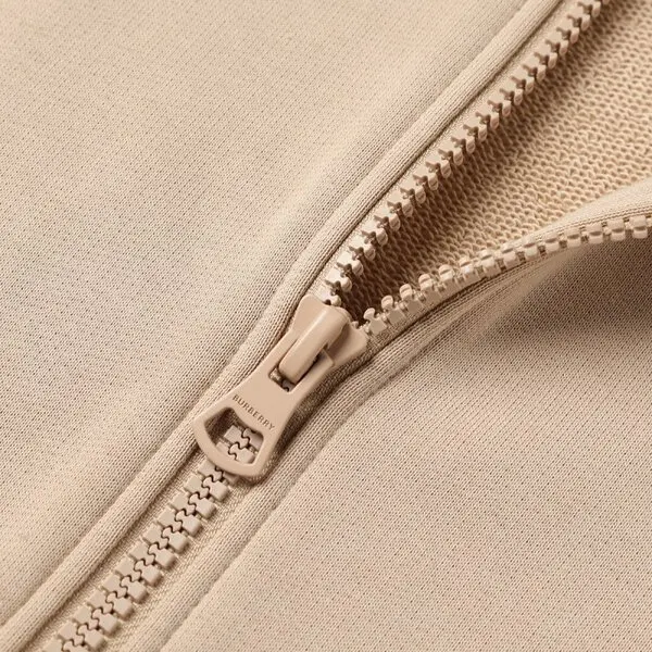 Burberry Cotton Blend Zip Hoodie With Drawstring Hood - No