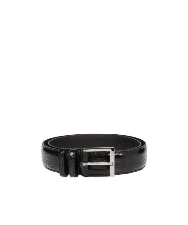 ORTIGNI Classic Croc Effect Belt - Black