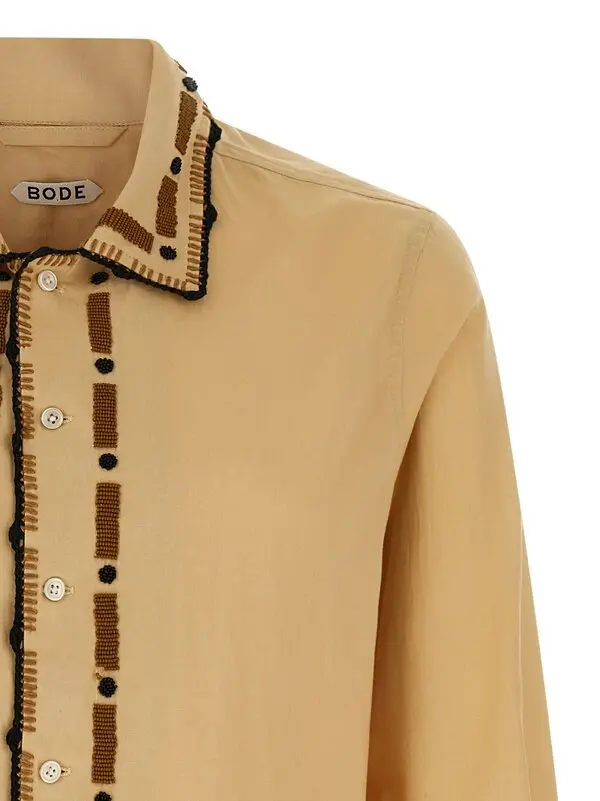 BODE Beaded Ryegrass Embroidered Shirt - Beige