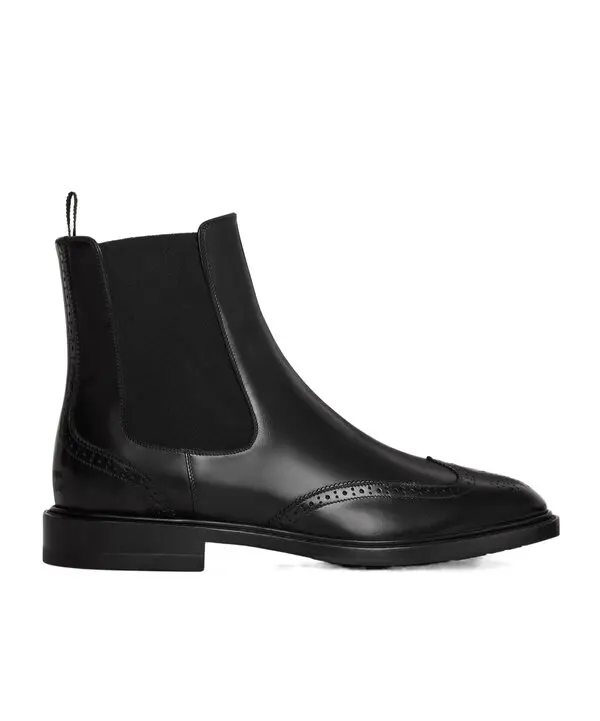 Celine Donavan Chelsea Boot With Brogues In Polished Bull