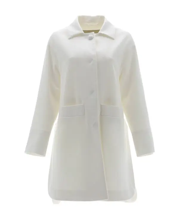 Herno Audrey Long-sleeved Coat With Satin Trim Pockets - Gray