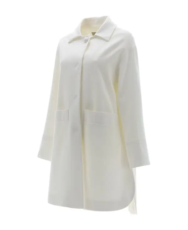 Herno Audrey Long-sleeved Coat With Satin Trim Pockets - Gray