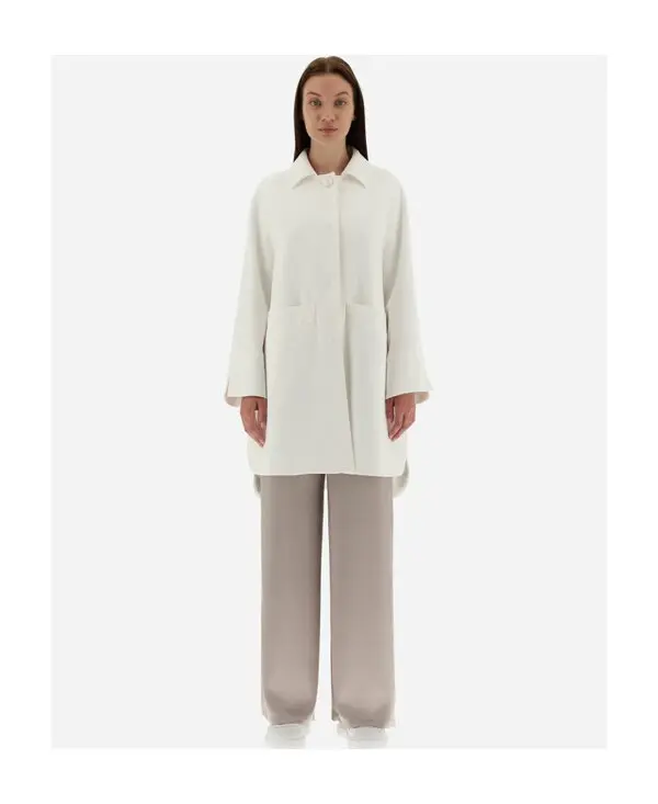 Herno Audrey Long-sleeved Coat With Satin Trim Pockets - Gray