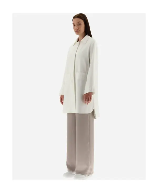 Herno Audrey Long-sleeved Coat With Satin Trim Pockets - Gray