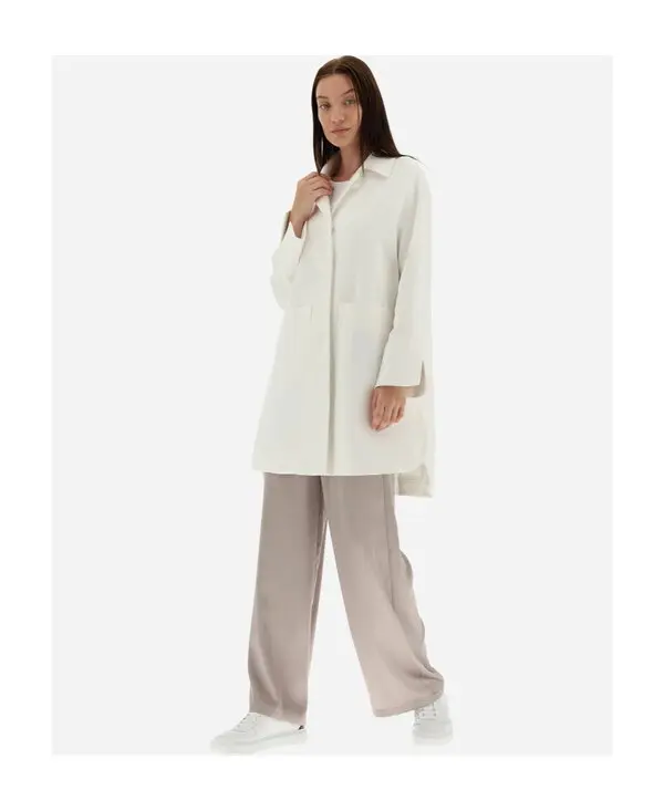 Herno Audrey Long-sleeved Coat With Satin Trim Pockets - Gray