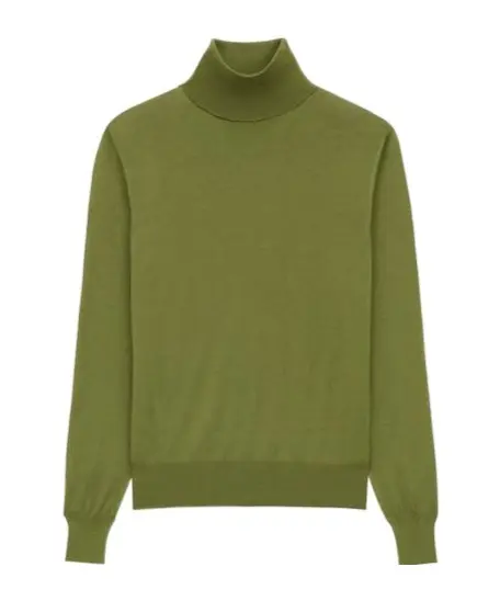 Saint Laurent Turtleneck In Cashmere, Wool, And Silk - Green Olive