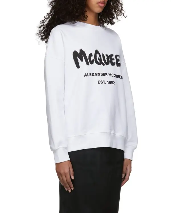 Alexander McQueen Logo Printed Crewneck Sweatshirt - White