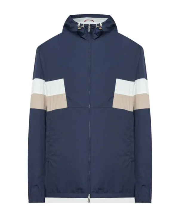 Brunello Cucinelli Hooded Long Sleeve Zip-up Jacket - Blue