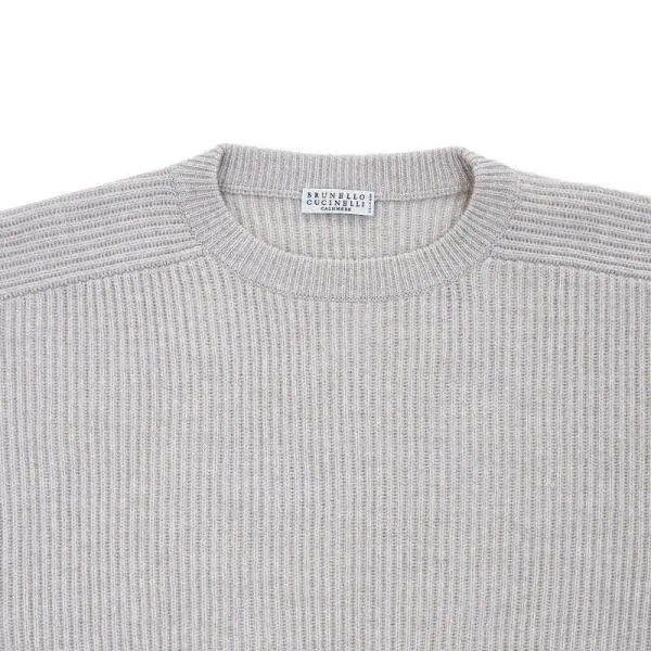 Brunello Cucinelli Long Sleeve Ribbed Sweater - Beige