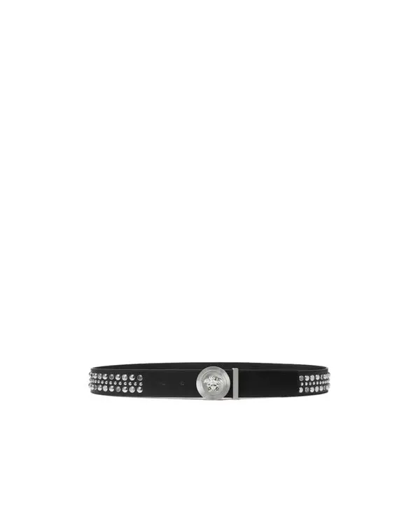 Versace Medusa Embellished Belt - Black/silver