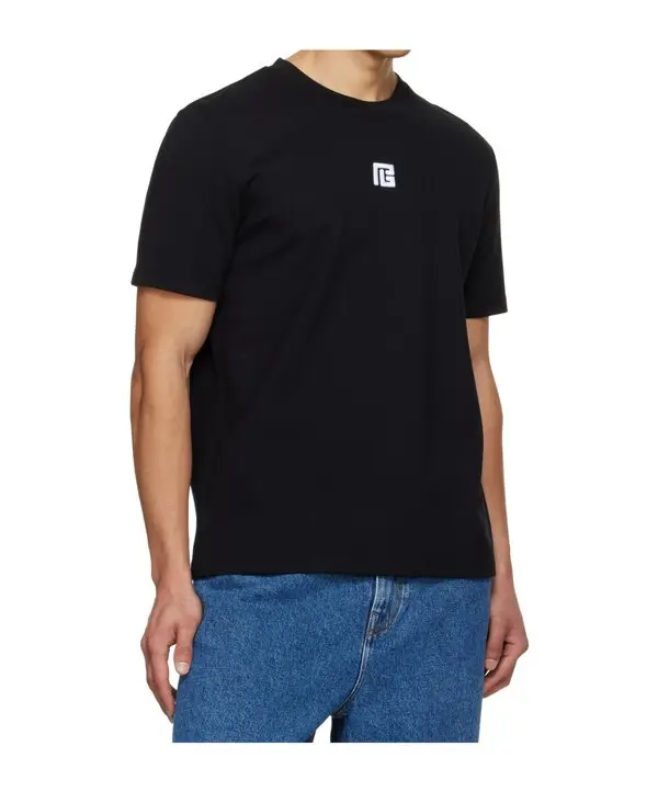 Balmain Logo Embroidered Crewneck T-shirt - Black