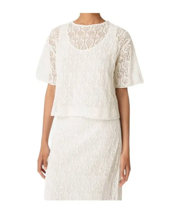 Bottega Veneta Lace Detailed Short Sleeved Top