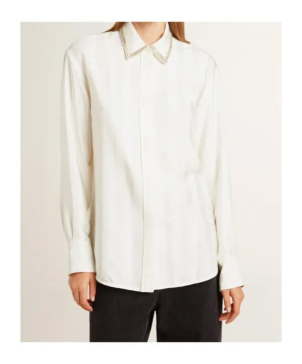GOLDEN GOOSE Embellished Striped Shirt - White