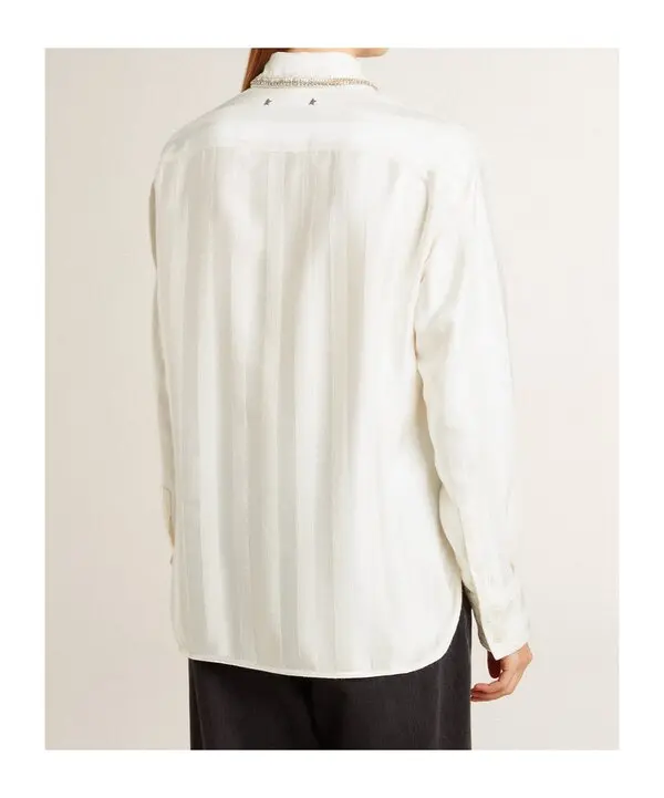 GOLDEN GOOSE Embellished Striped Shirt - White