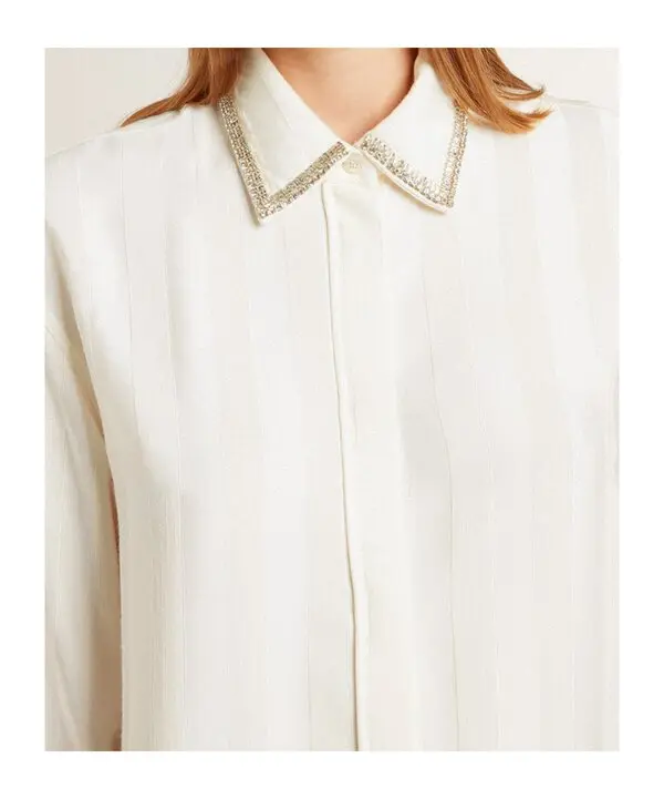 GOLDEN GOOSE Embellished Striped Shirt - White