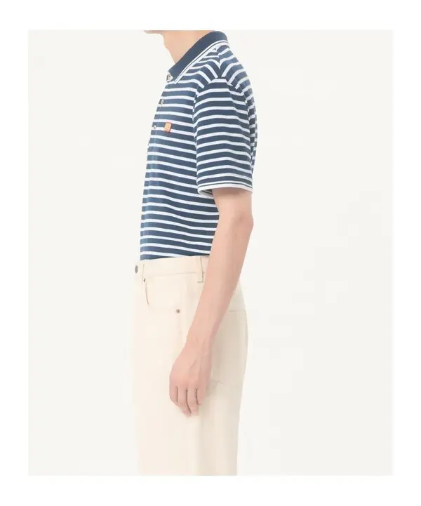 Valentino Garavani Vlogo Patch Striped Polo Shirt
