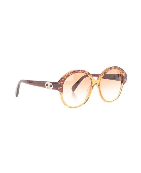 Celine Oversized Round Frame Sunglasses With Amber Emblem Details