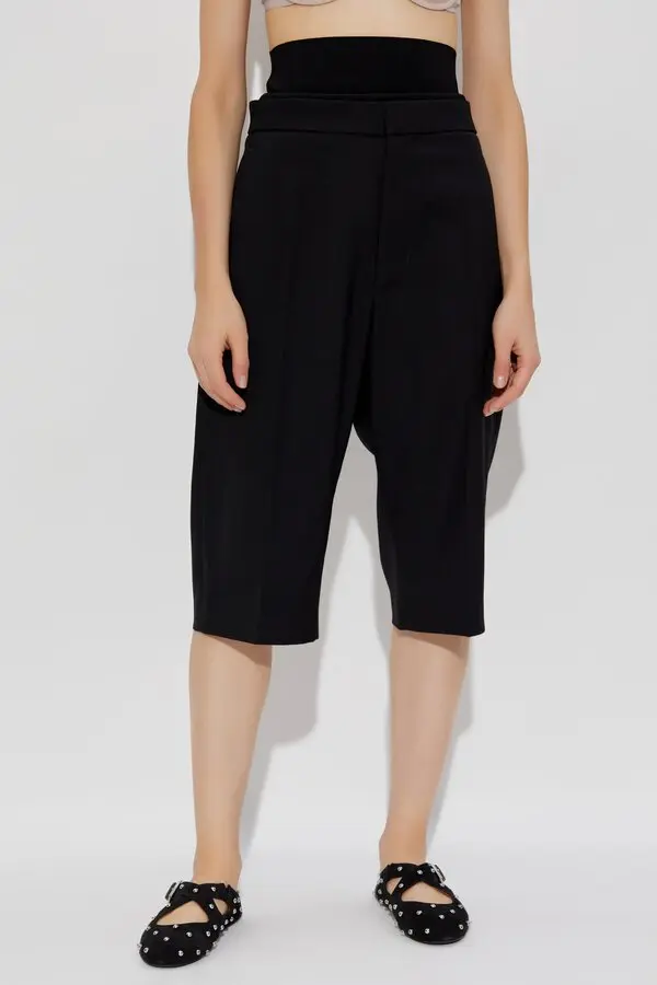 Alaïa Gabardine High-waisted Wide-leg Bermuda Shorts