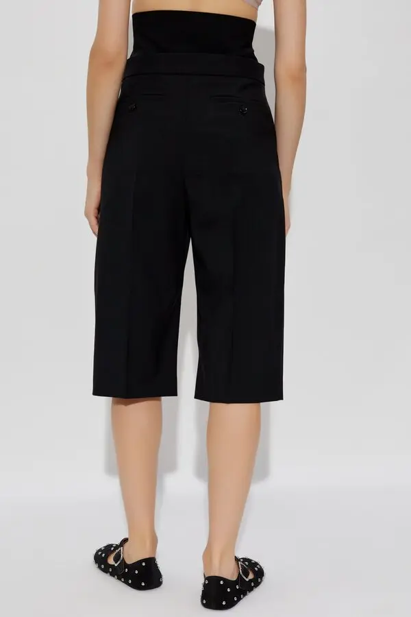Alaïa Gabardine High-waisted Wide-leg Bermuda Shorts