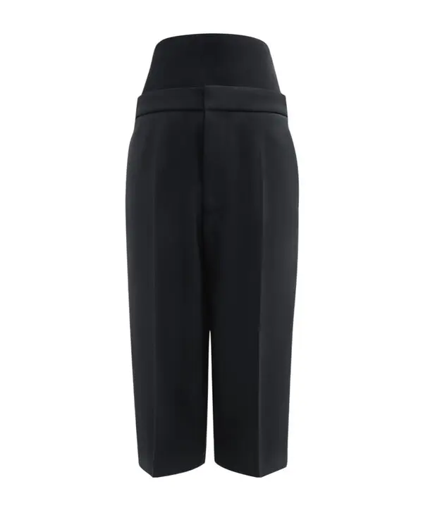 Alaïa Gabardine High-waisted Wide-leg Bermuda Shorts - Black