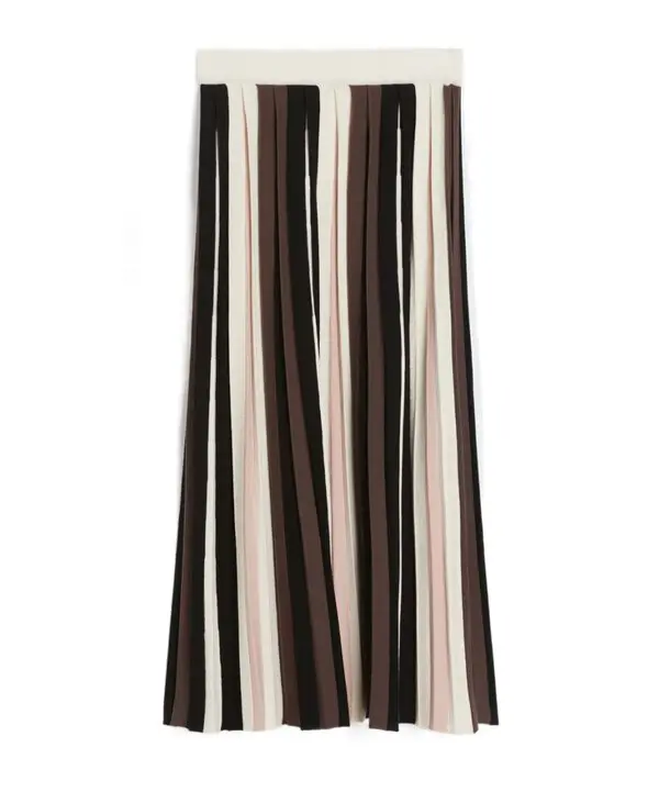 Max Mara Plissé-pleated Striped Skirt - Multi-color