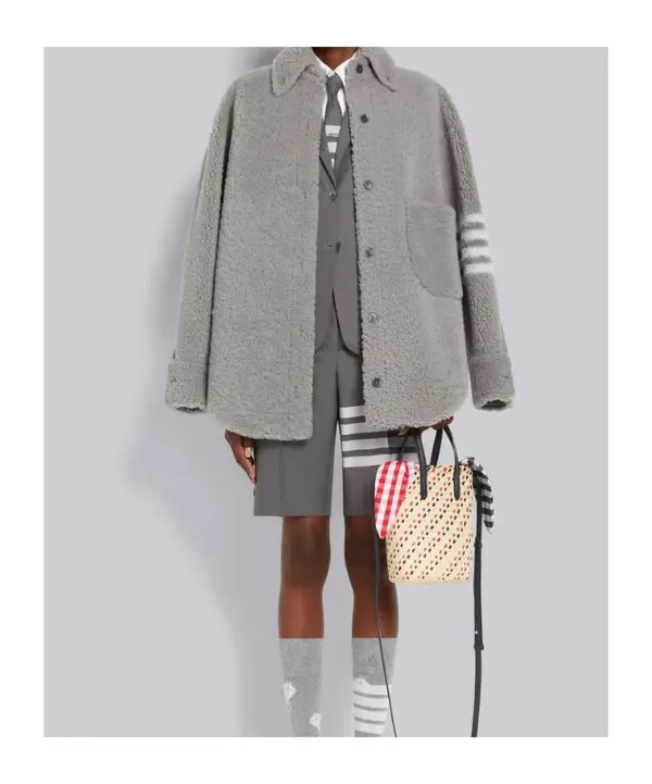 Thom Browne 4-bar Buttoned Oversized Shirt Jacket