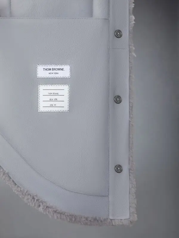 Thom Browne 4-bar Buttoned Oversized Shirt Jacket - Medium Gray