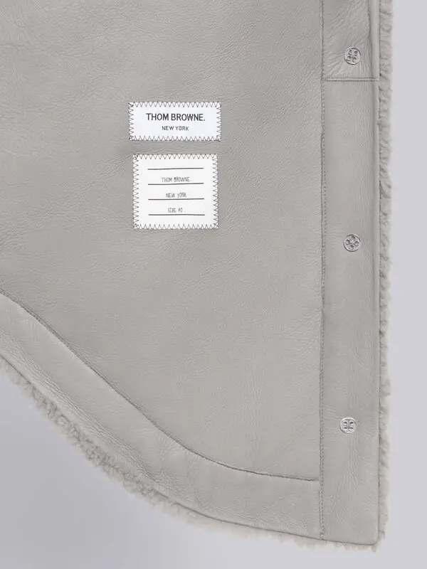 Thom Browne 4-bar Buttoned Oversized Shirt Jacket - Medium Grey