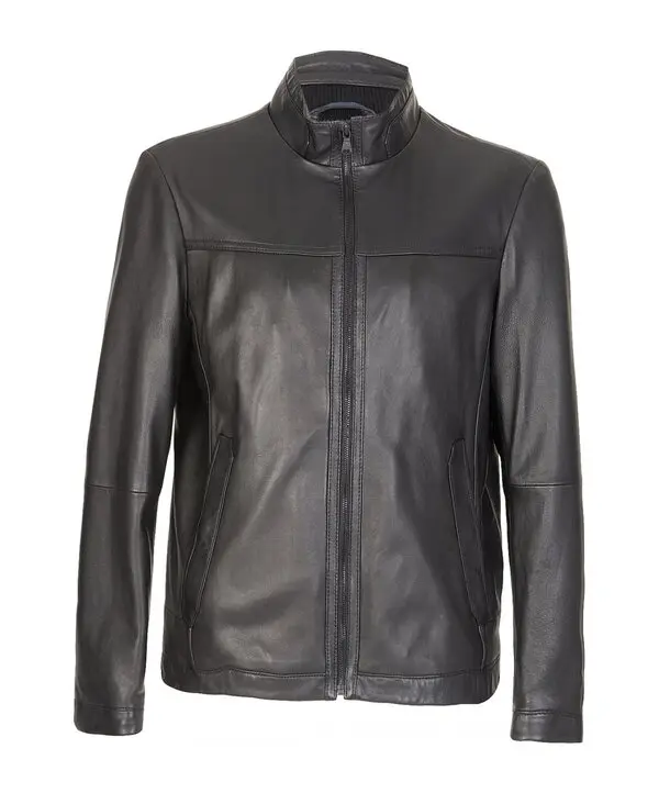 Hugo Boss Long-sleeved Leather Jacket - Black