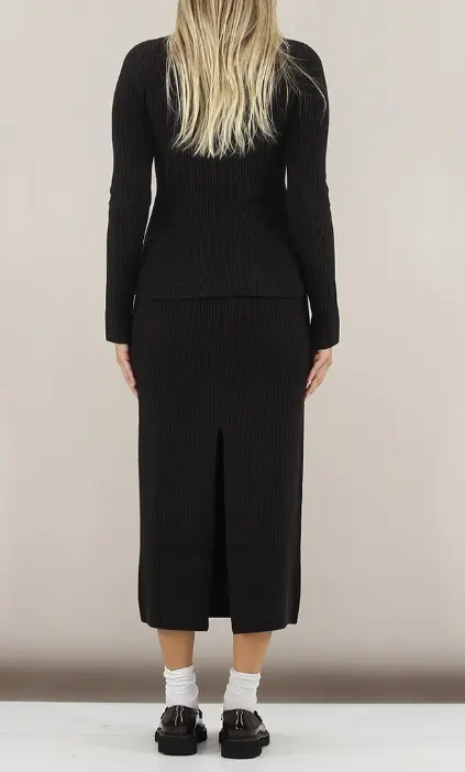TWINSET Ribbed Midi Skirt With Elastic Waistline