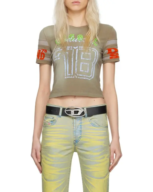 DIESEL® T-uncusl Flocked-logo T-shirt - Green