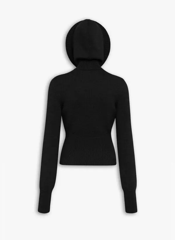 Alaïa Sculptural Hood Ribbed Knit Jumper