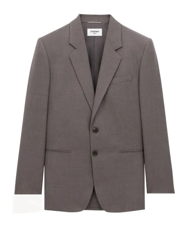 Saint Laurent Single-breasted Notched Lapel Jacket - Black