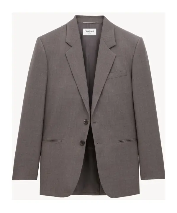 Saint Laurent Single-breasted Notched Lapel Jacket - Black